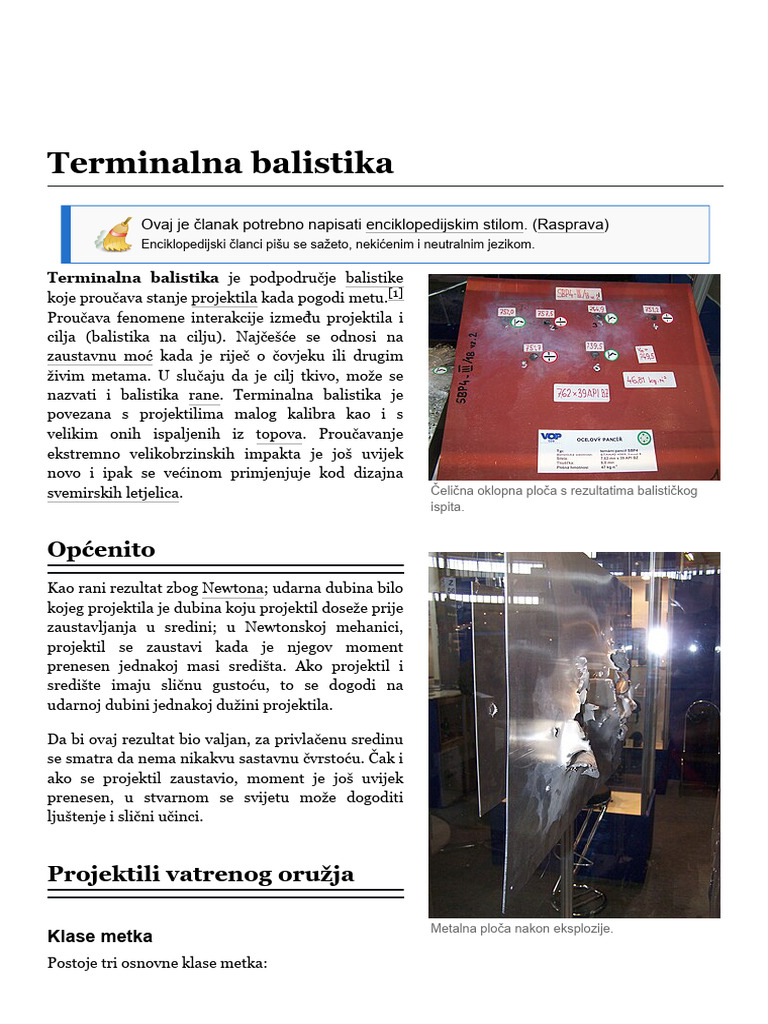 Terminalna Balistika 1 | PDF