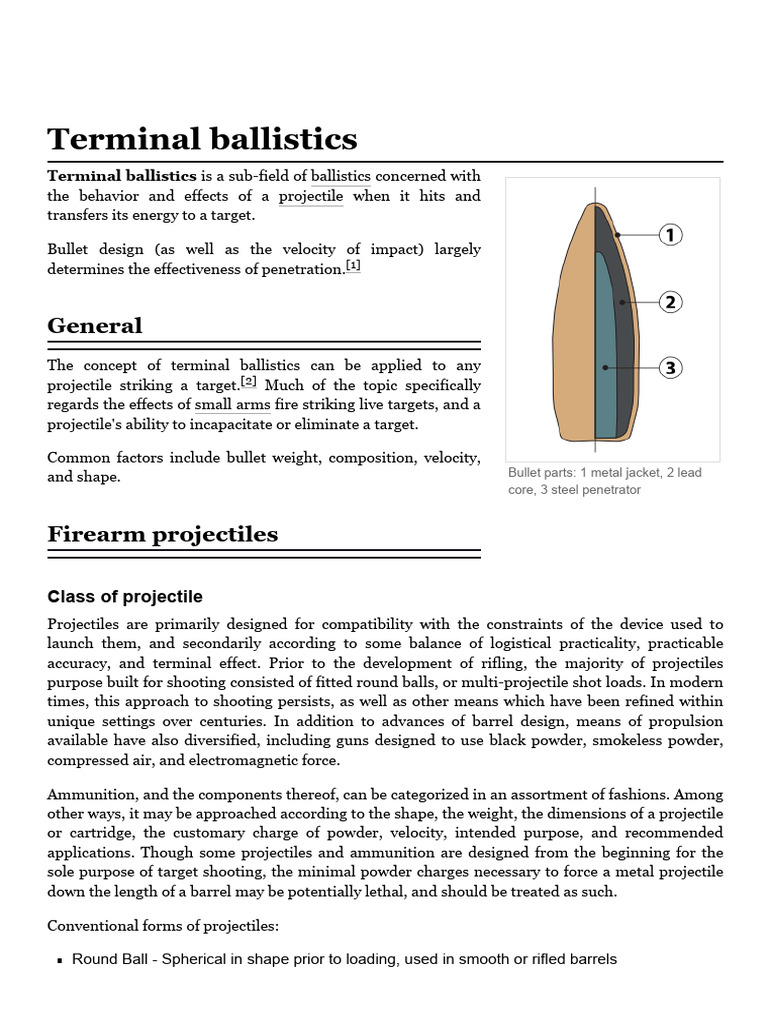 Terminal ballistics 1 | PDF | Bullet | Ballistics