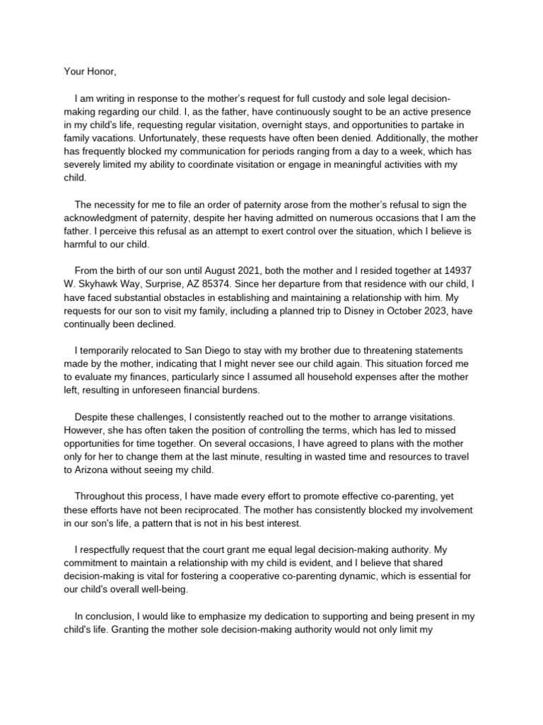 Overview Drafts | PDF | Child Custody | Mother