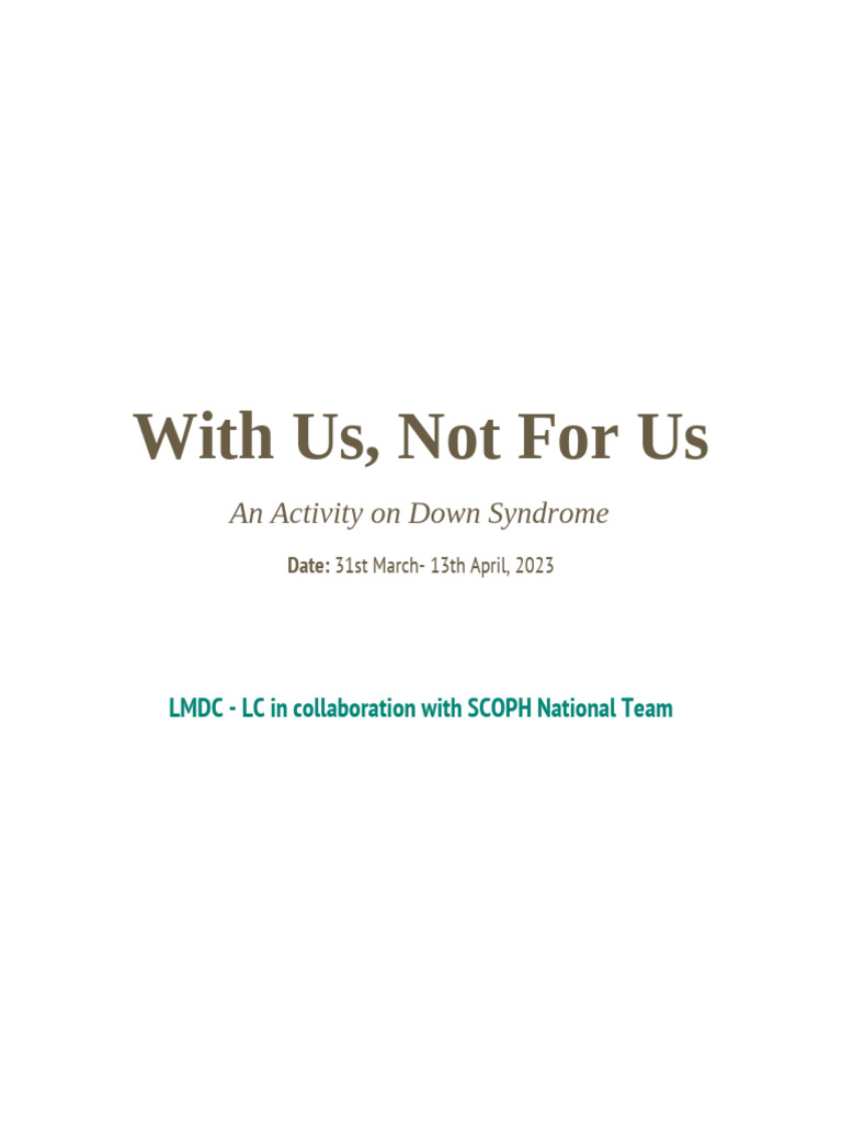 NEF - With Us, Not For Us | PDF | Down Syndrome | Psychotherapy
