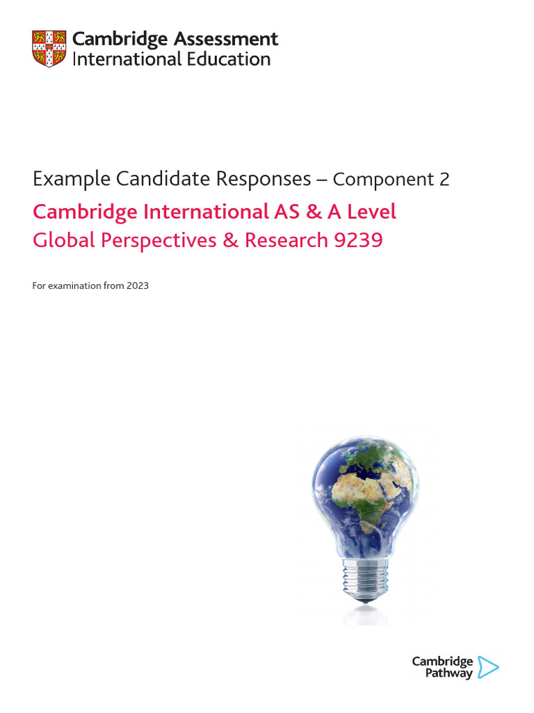 9239 Example Candidate Responses Component 2 (For +examination From ...