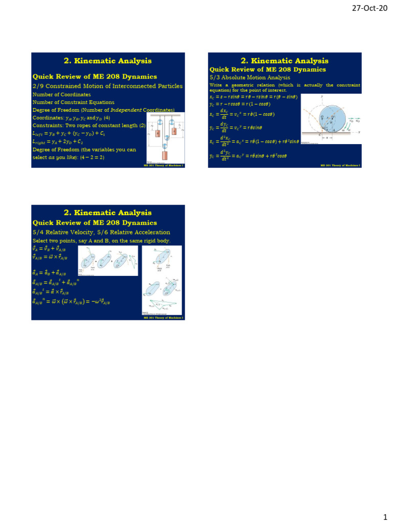Week 3 Definition Examples Continued, Kinematic Analysis 22 | PDF | Kinematics | Classical Mechanics