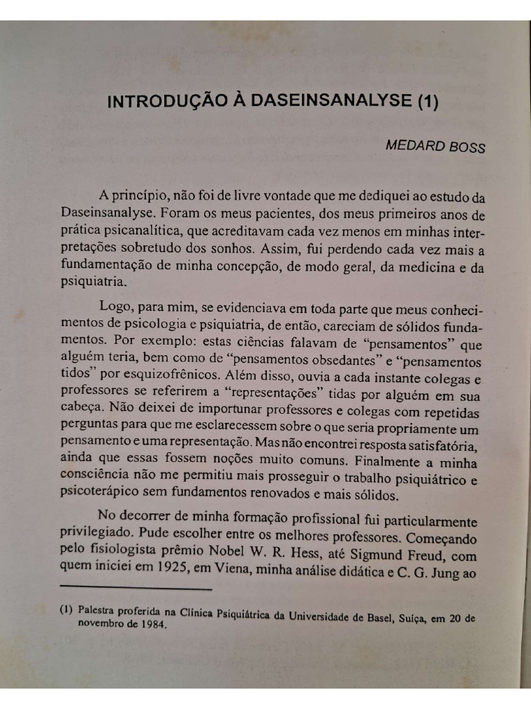 Indrodução A Daseinsaanalise | PDF