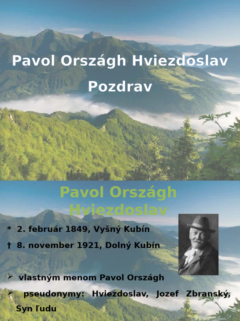 Pavol Országh Hviezdoslav - Pozdrav | PDF
