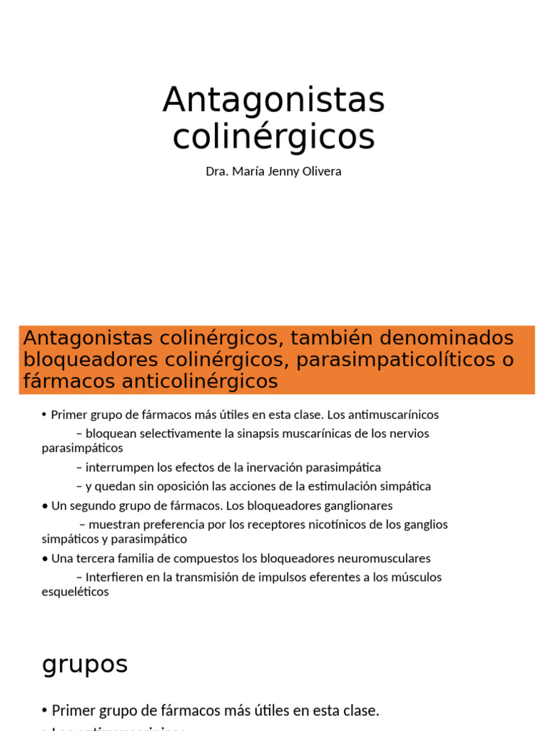 Antagonistas Colinérgicos: Tipos y Usos | PDF | Unión neuromuscular ...
