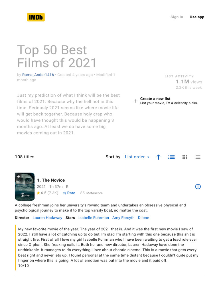 Best IMDB Movies of 2021 | PDF