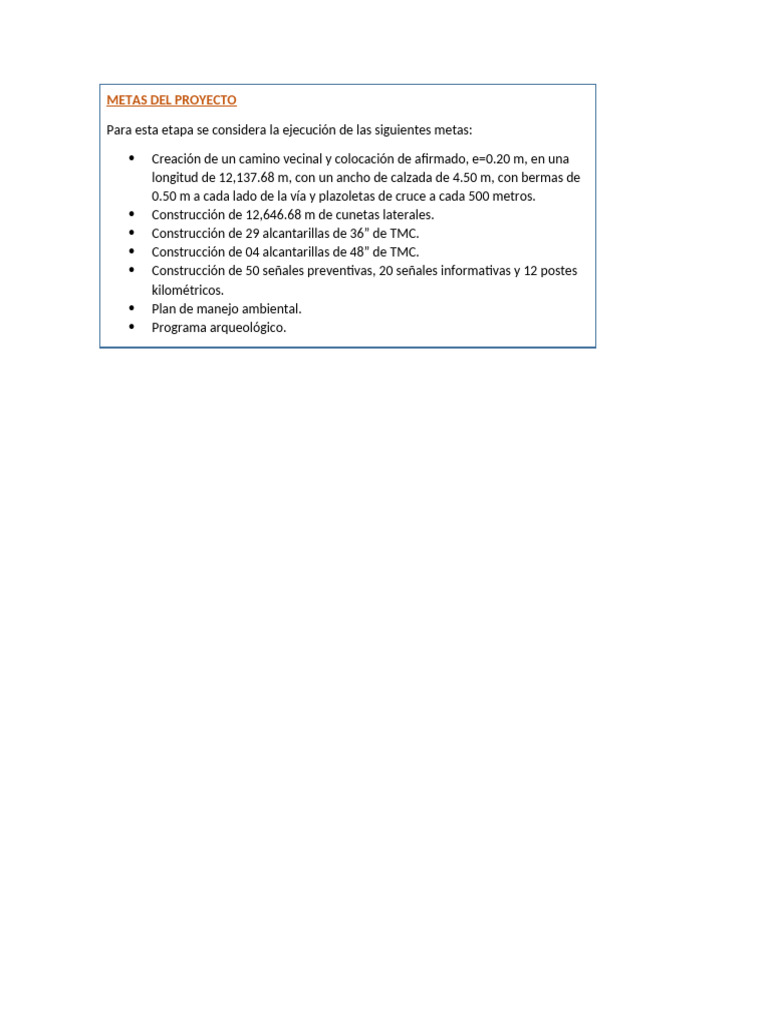 Metas Del Proyecto | PDF