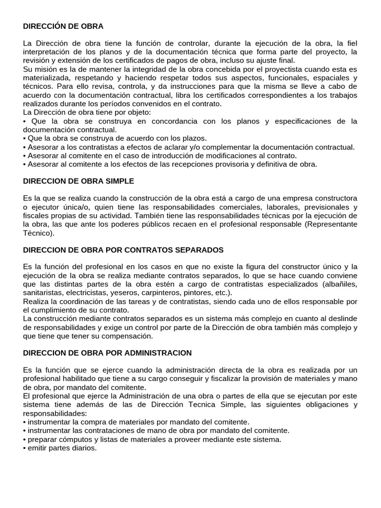 Direccion de Obra | PDF