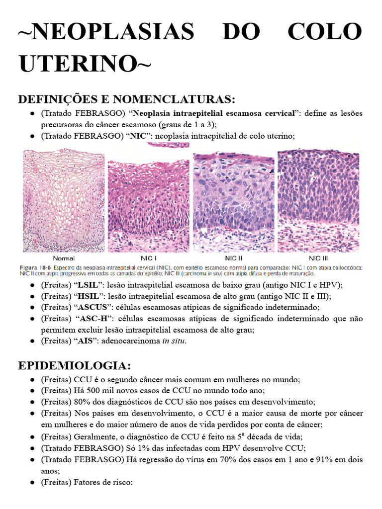 Neoplasias do Colo Uterino: Definições e Diagnóstico | PDF | Câncer ...