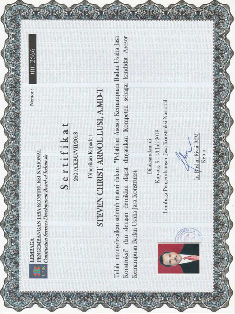 Sertifikat Pelatihan Asesor 1 | PDF