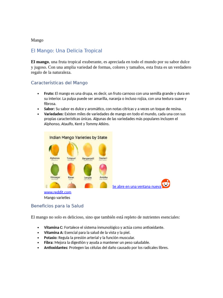 Historia Del Mango | PDF | Mango | Fruta