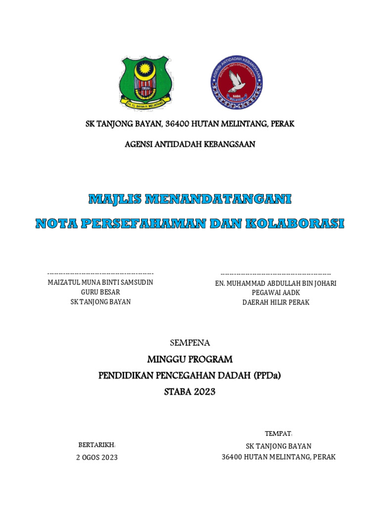 SIJIL MOU AADK | PDF