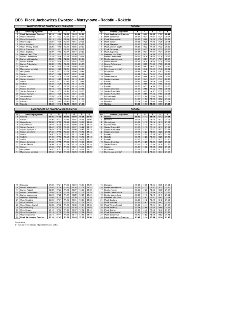 BD3 Płock Jachowicza Dworzec - Murzynowo - Radotki - Rokicie | PDF