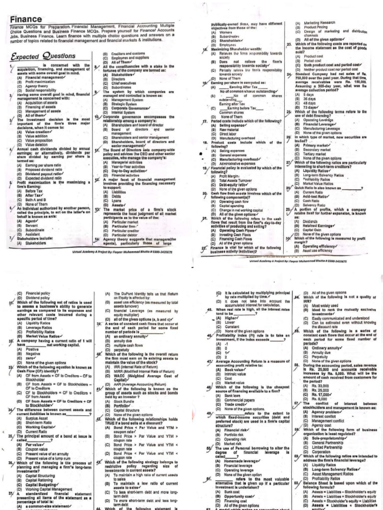 ZTBL Officer Grade 3 Expected Mcqs | PDF