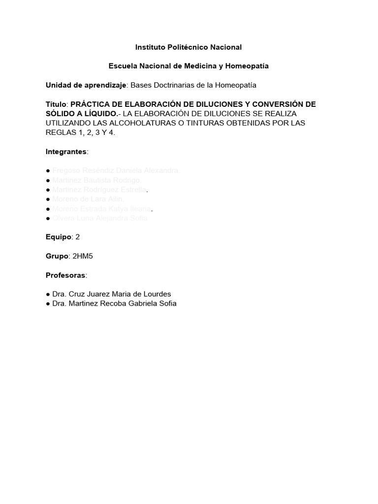 Práctica 10 | PDF | Homeopatía
