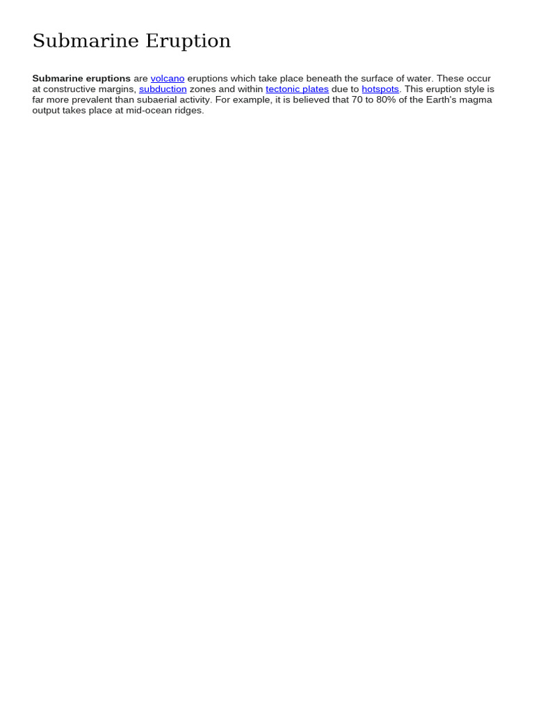 Submarine Eruption | PDF