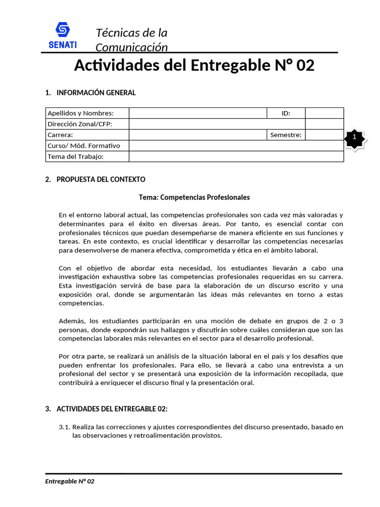 Entregable N° 2 Formato (Técnicas de la Comunicación) | PDF