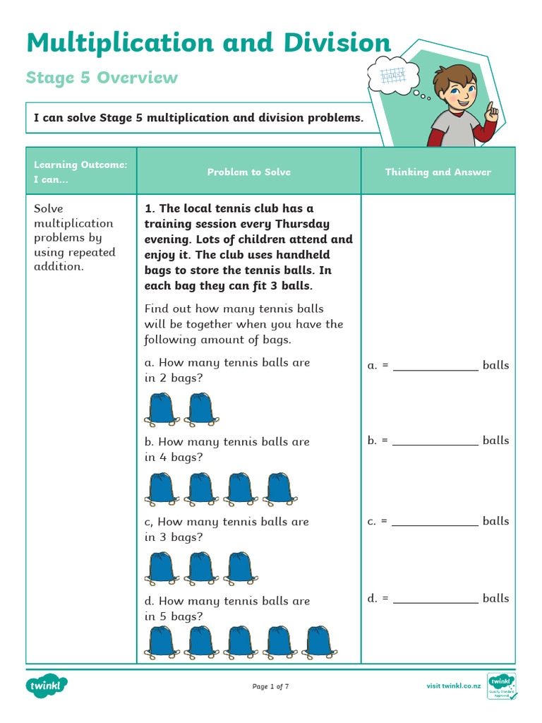 Stage 5 Multiplication and Division Overview Worksheet | PDF ...