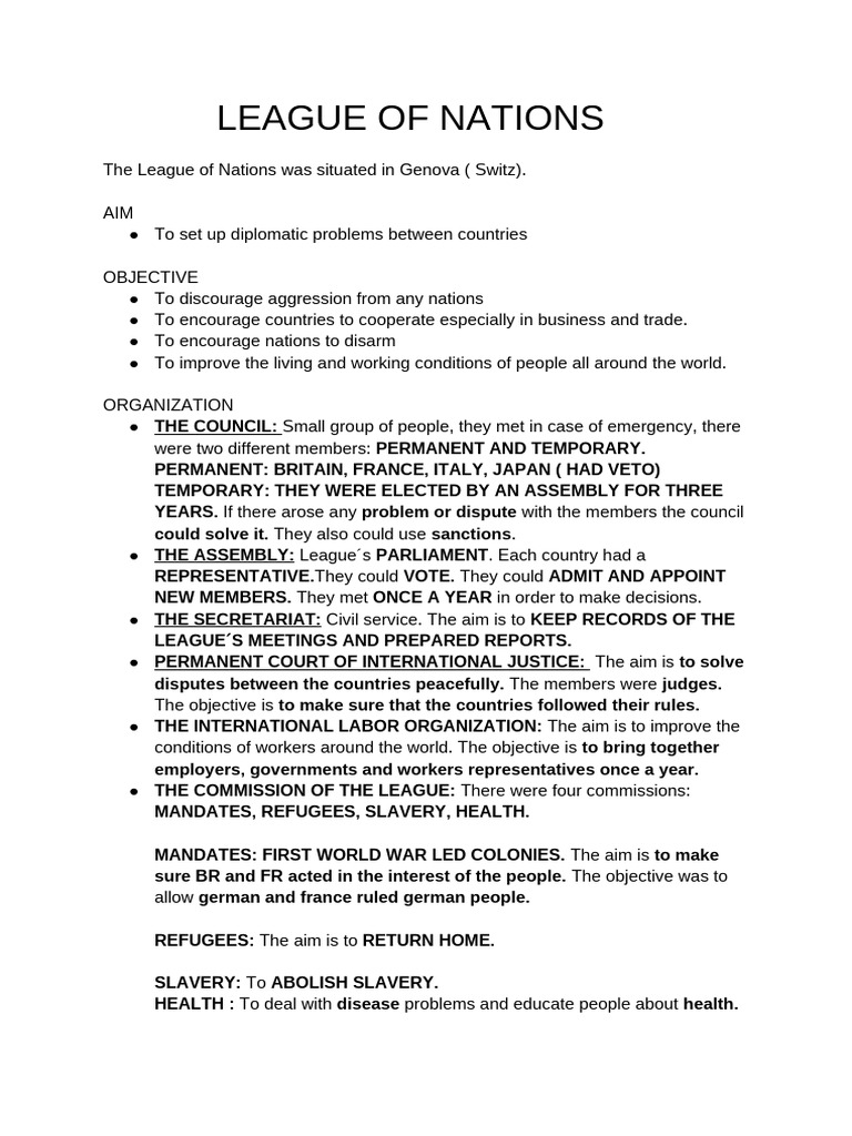 LEAGUE OF NATIONS (1) | PDF | League Of Nations | Benito Mussolini