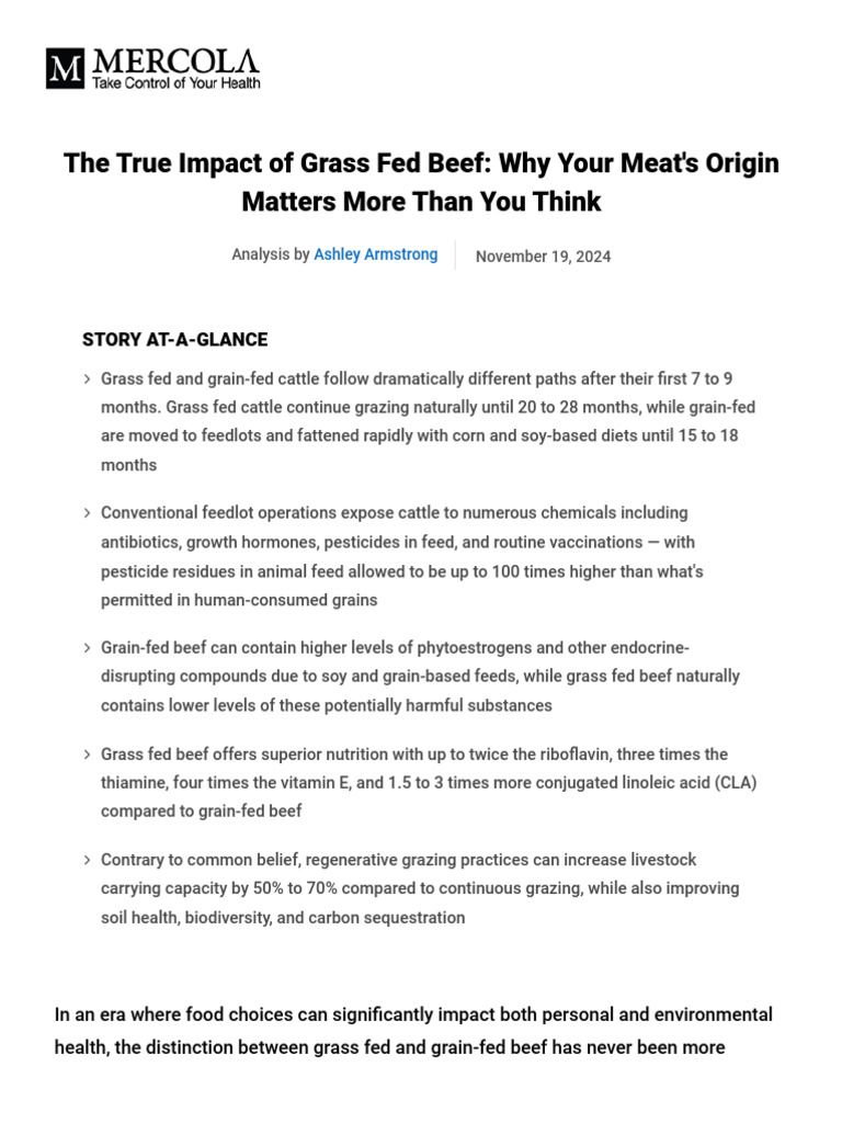 Grass Fed vs Grain Fed Beef: Key Differences | PDF | Fat | Polyunsaturated Fat