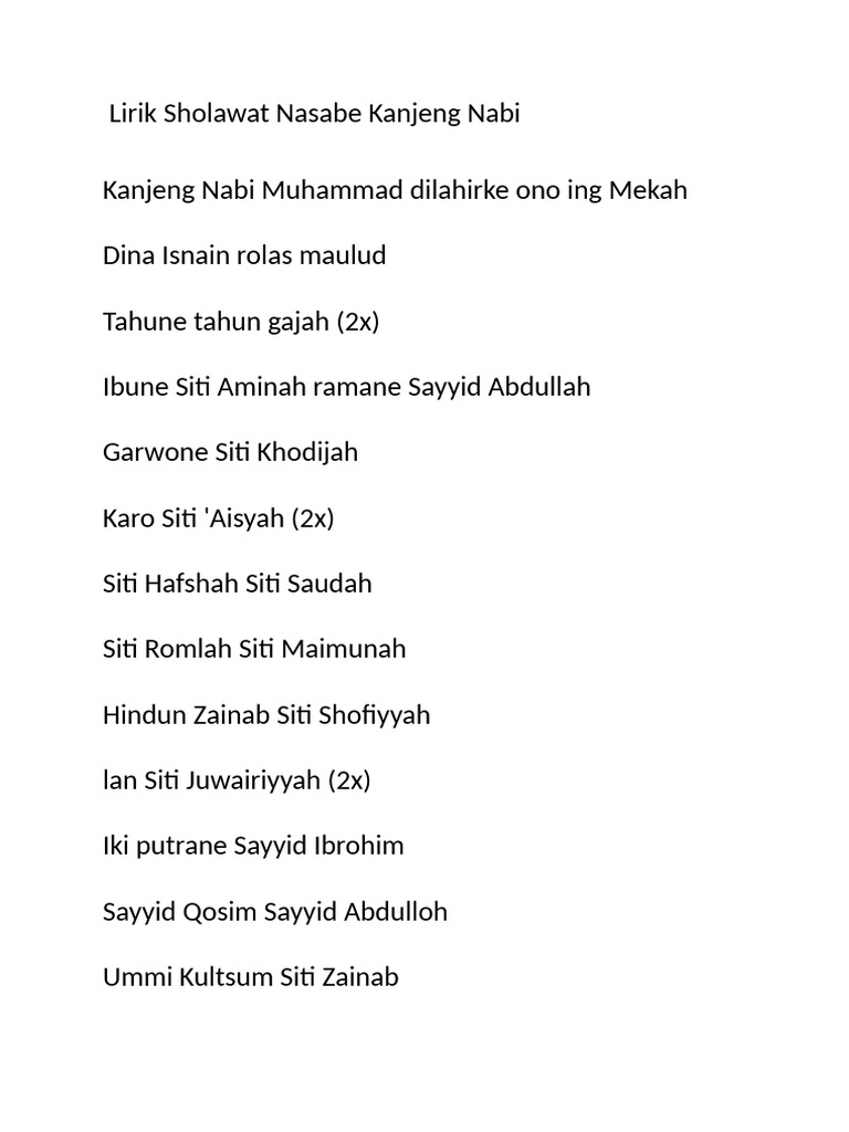 Sholawat Kanjeng Nabi | PDF