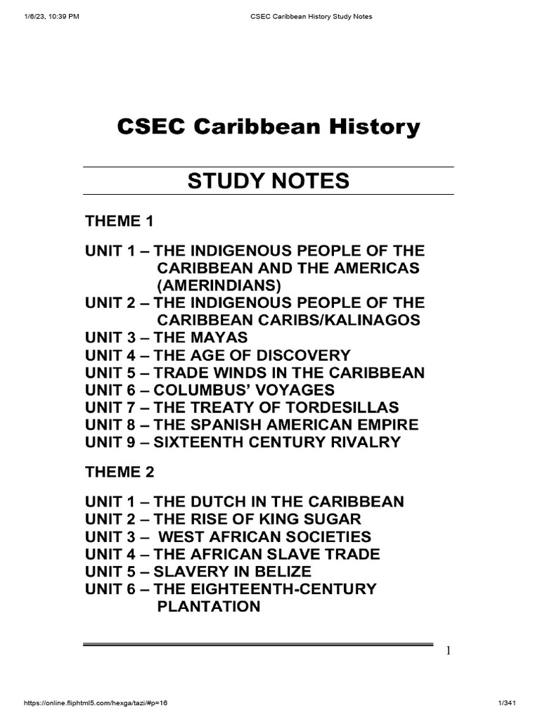 CSEC Caribbean History Study Notes | PDF | Agriculture | Unfree Labour