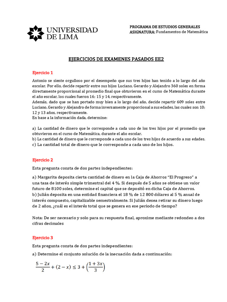 Ejercicios de Exámenes Pasados Tema EE2 FM | PDF | Ecuaciones | Variable (Matemáticas)