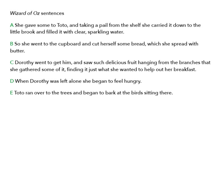 Wizard of Oz Sentences | PDF