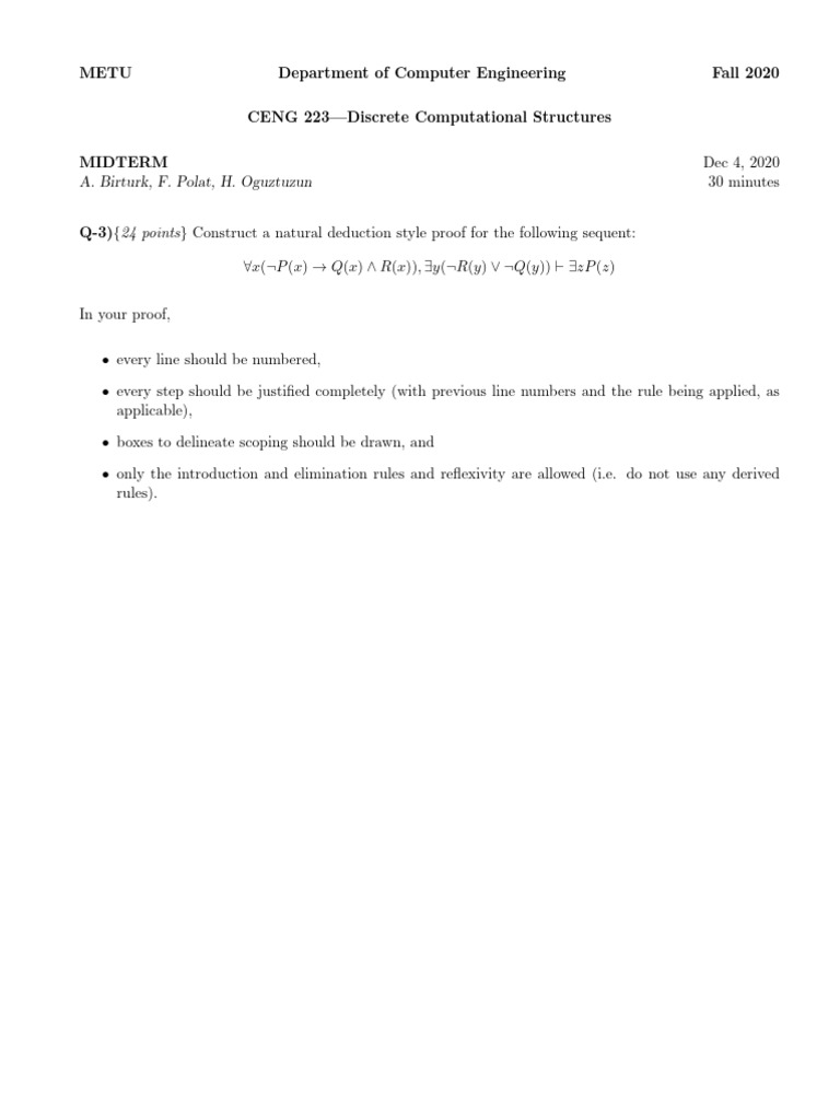 Natural Deduction Proof for CENG 223 | PDF