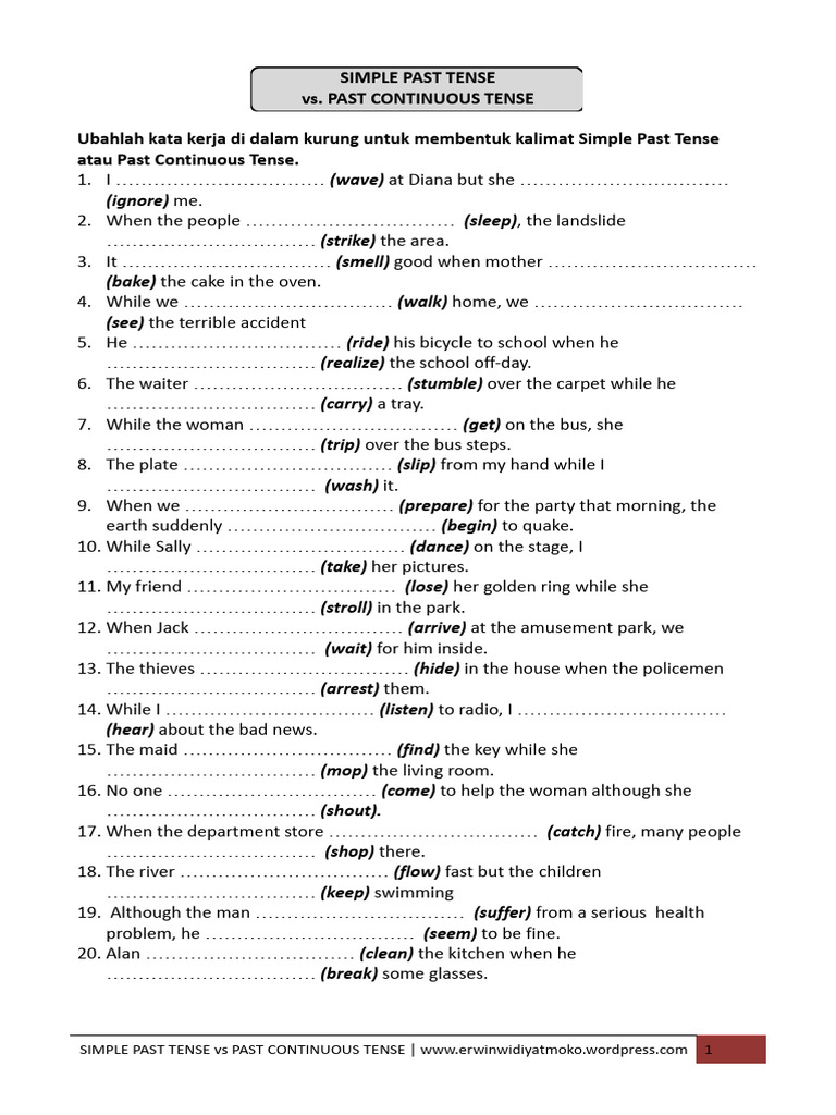 Tense - Past Simple Vs Past Continuous - Updated | PDF