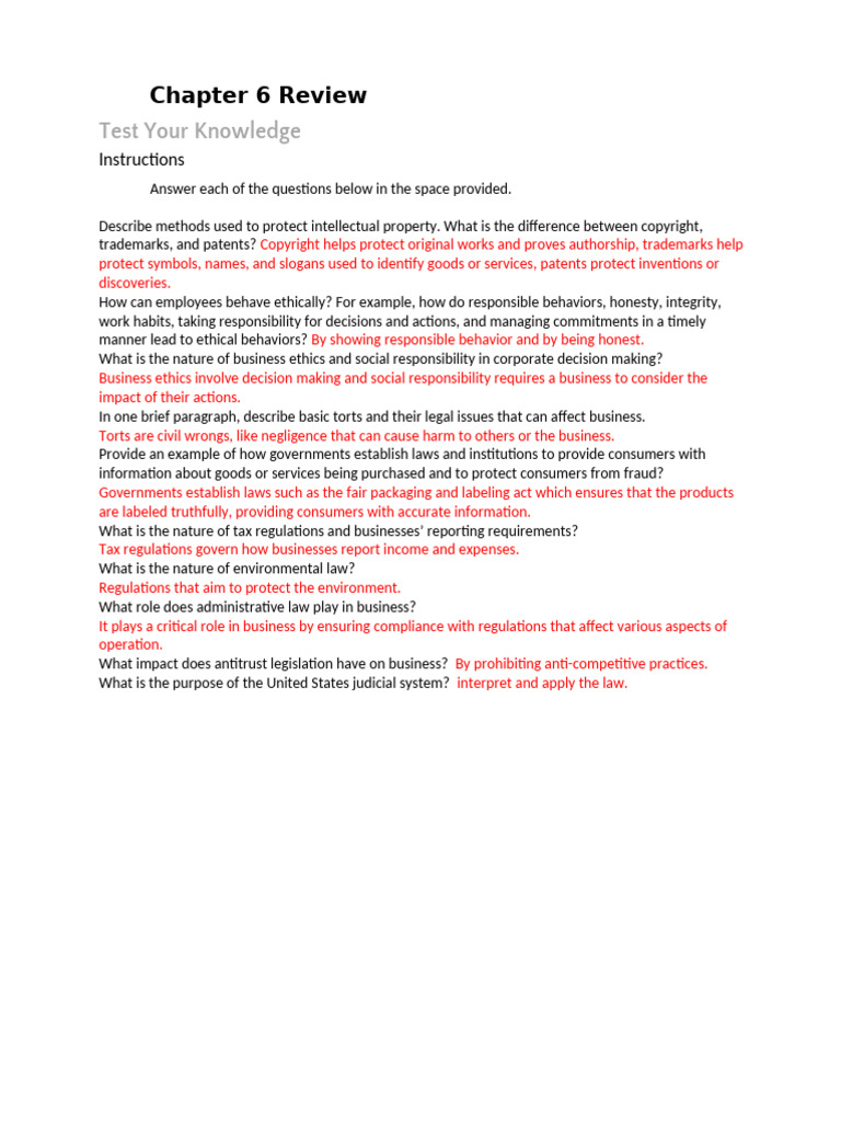 Chapter 6 Test Your Knowledge | PDF