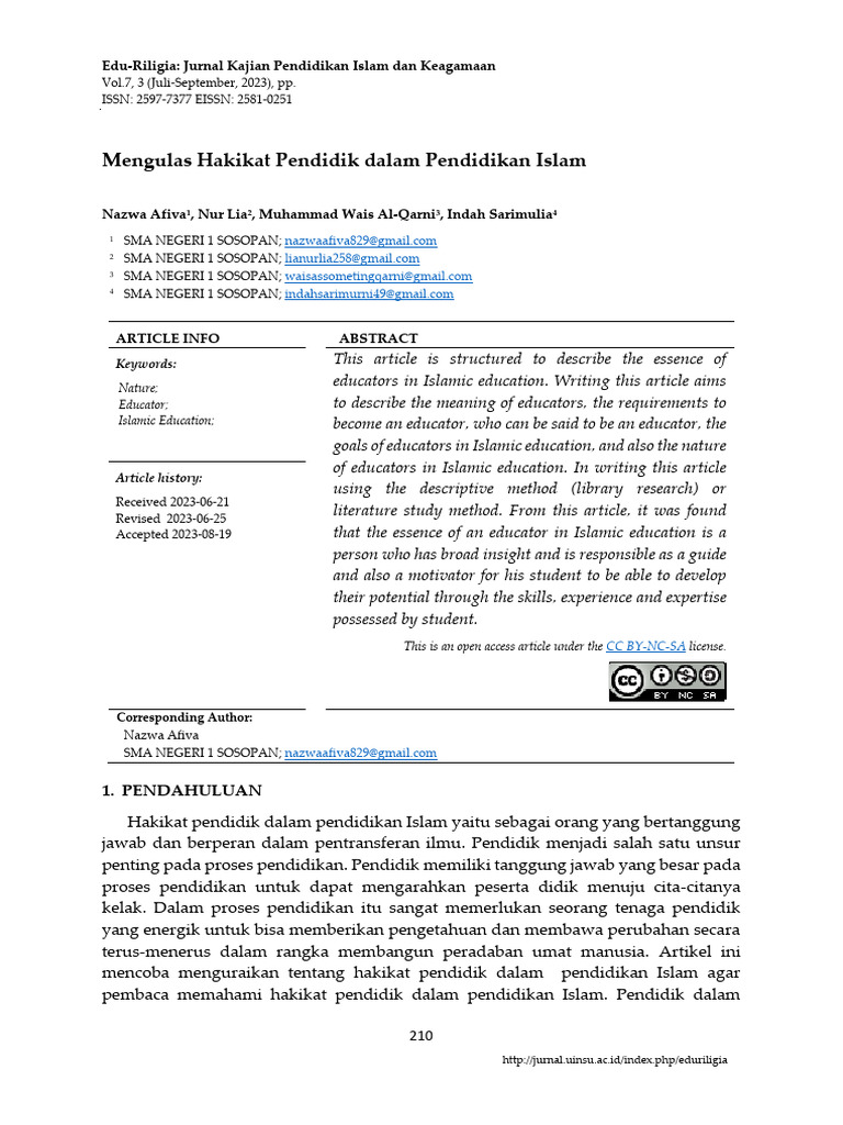 MENGULAS HAKIKAT PENDIDIK DALAM PENDIDIKAN | PDF