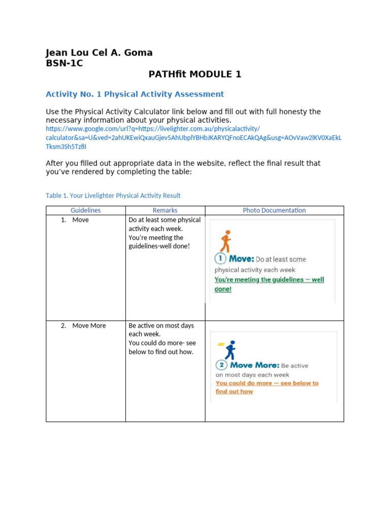 Pathfit Answer Modulle 1 | PDF | Body Mass Index | Strength Training