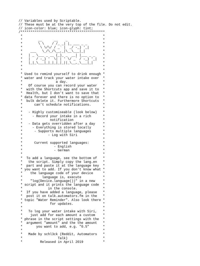 Water Reminder | PDF