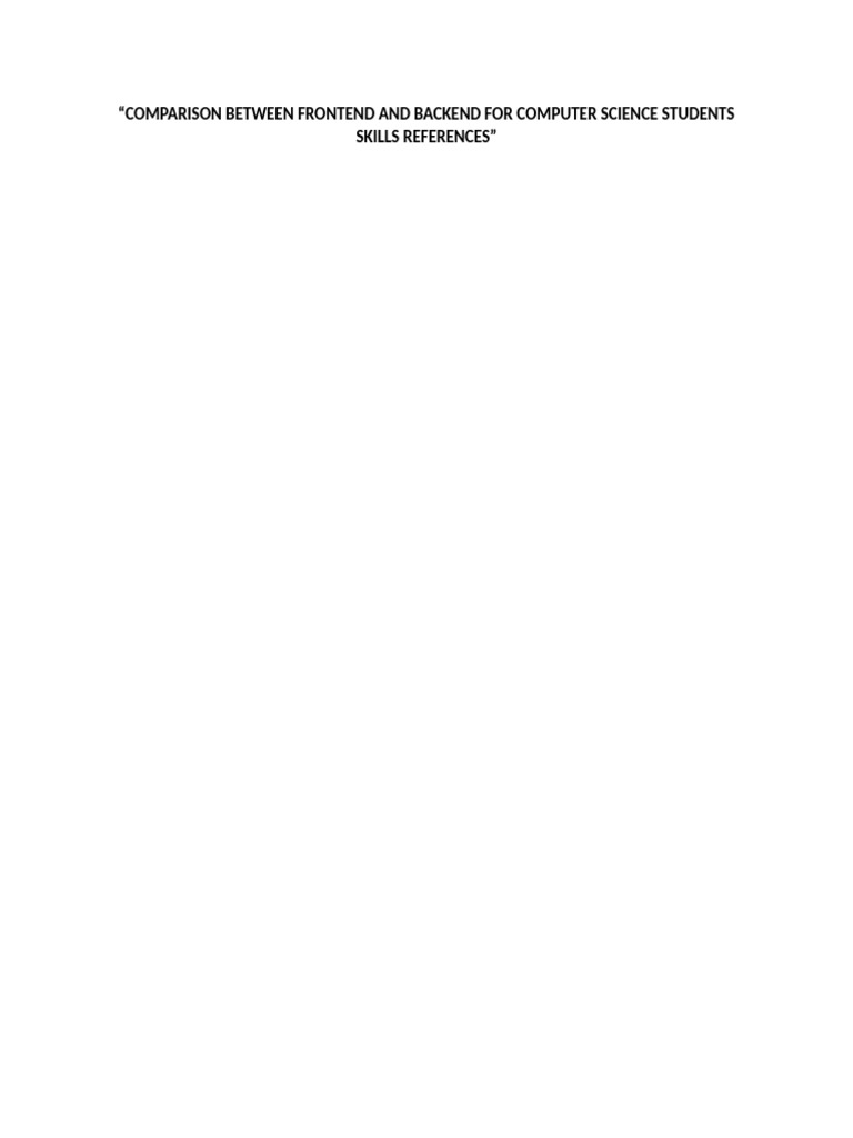Comparison Between Frontend and Backend For Computer Science Students ...