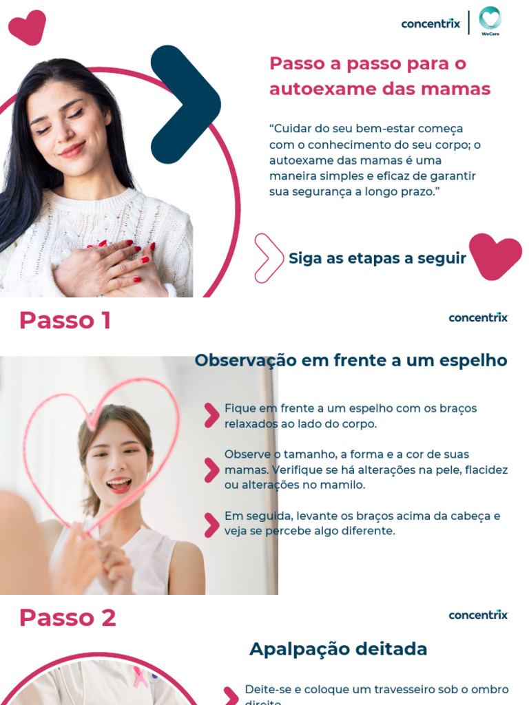 Passo a Passo Para Autoexame Das Mamas (3) | PDF