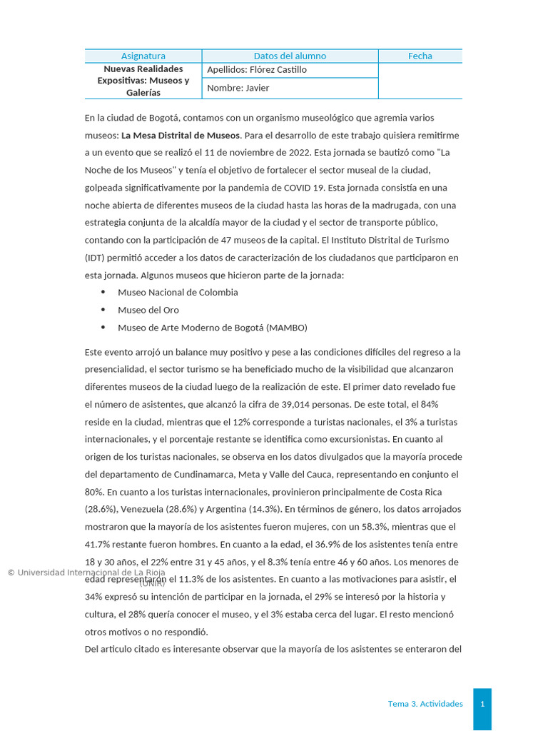 Tarea Museos | PDF | Museo | Bogotá