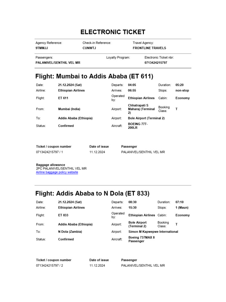 Senthilvel-Fourth Lot-Zambia | PDF | Airliner | Civil Aviation
