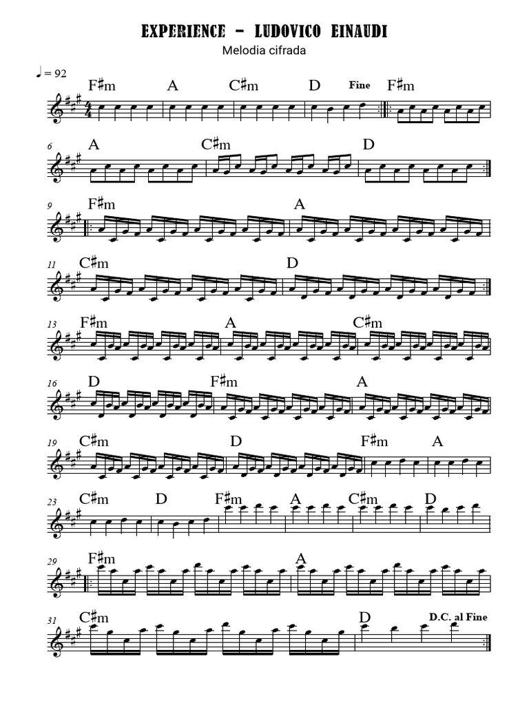 Experience - Ludovico Einaudi - Melodia Cifrada | PDF