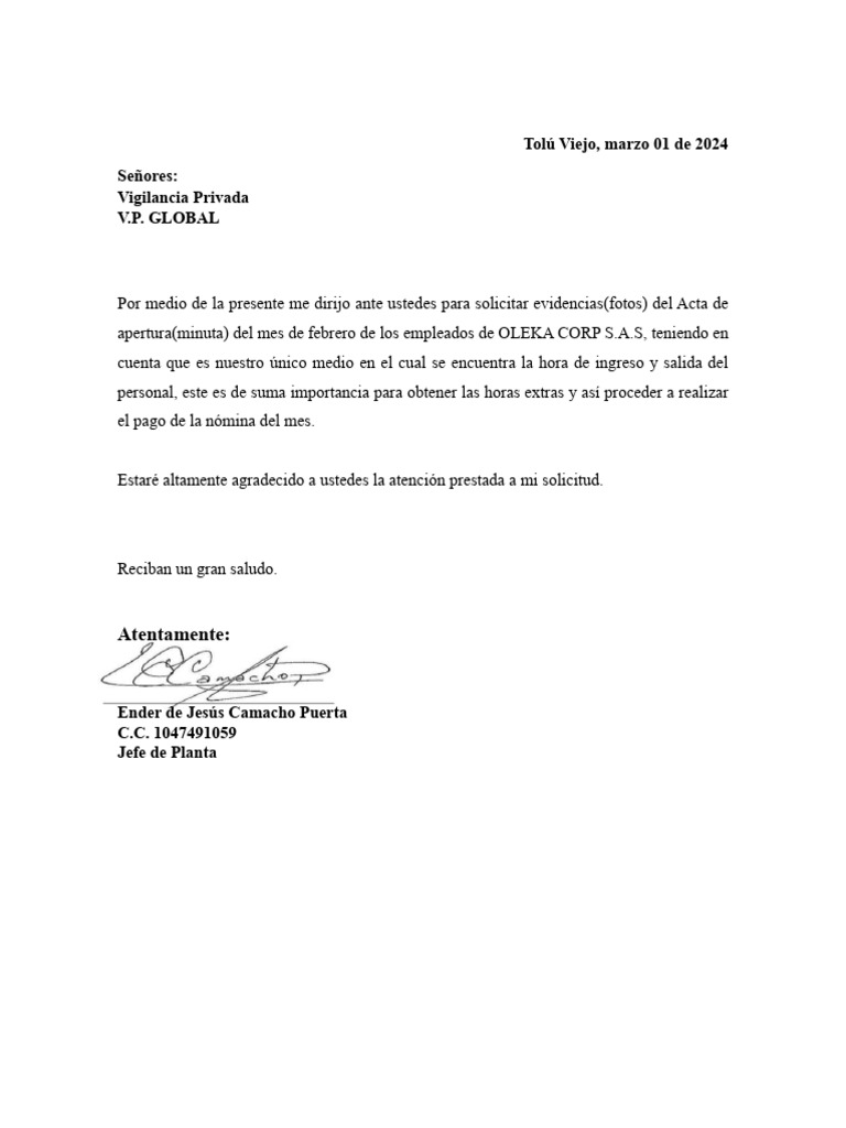 Solicitud de Fotos (Minuta) | PDF