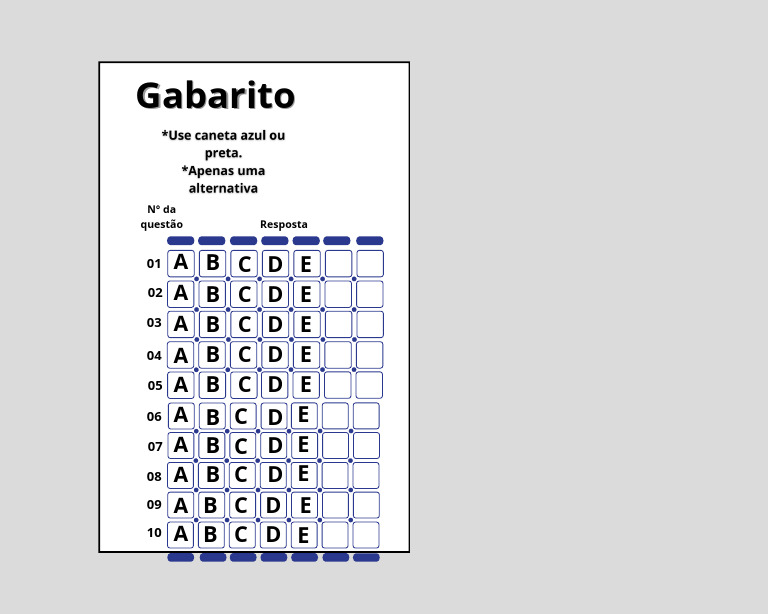 Modelo de Gabarito para Provas | PDF