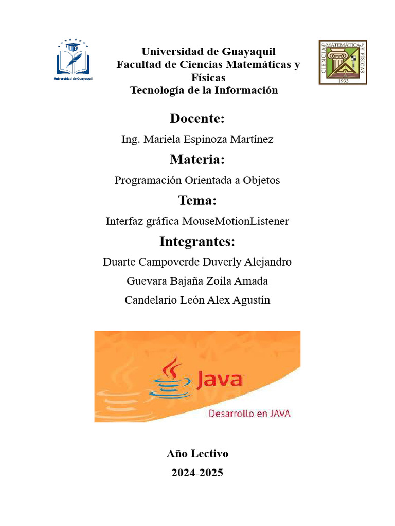 Interfaz Grafica MouseMotionListener | PDF | Interfaces gráficas de usuario | Java (lenguaje de ...