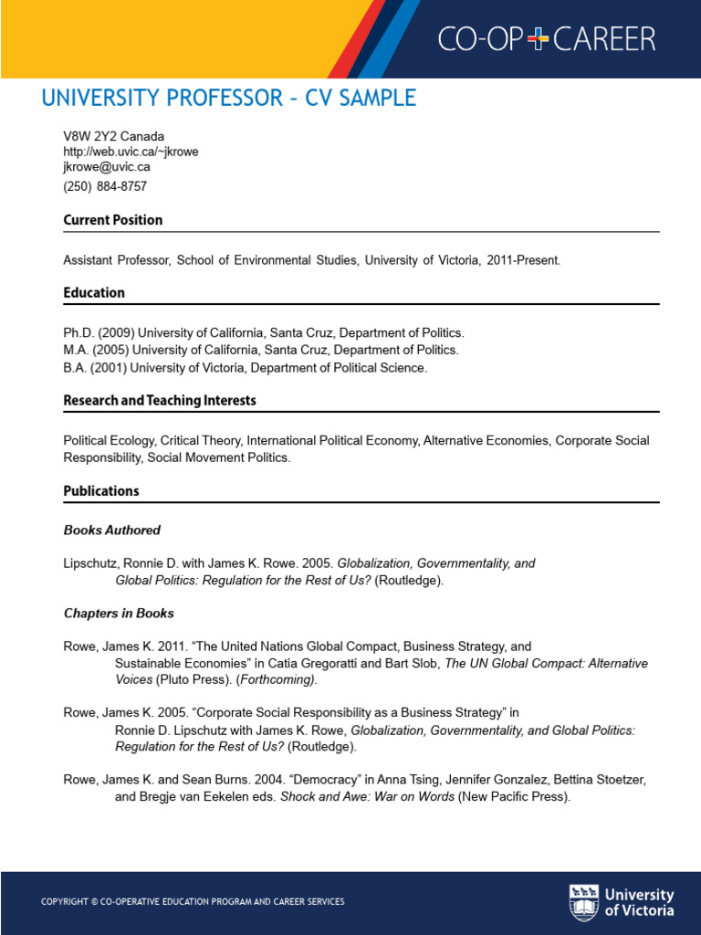 CV Sample University Professor | PDF | Sustainability