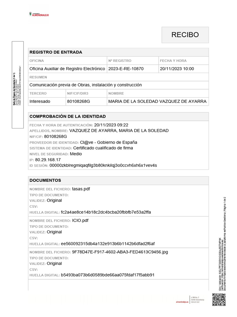 Acuse de Recibo Recibo Recibo-2023-E-RE-10870 2 | PDF | Informática