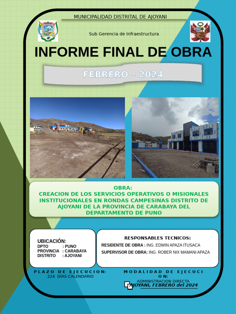 00 CARATULA DE INFORME FINAL | PDF