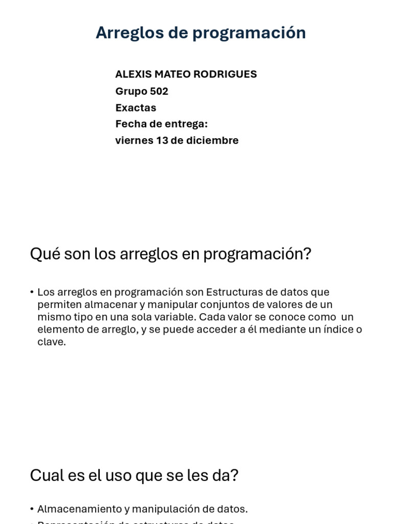 Arreglos de Programación | PDF