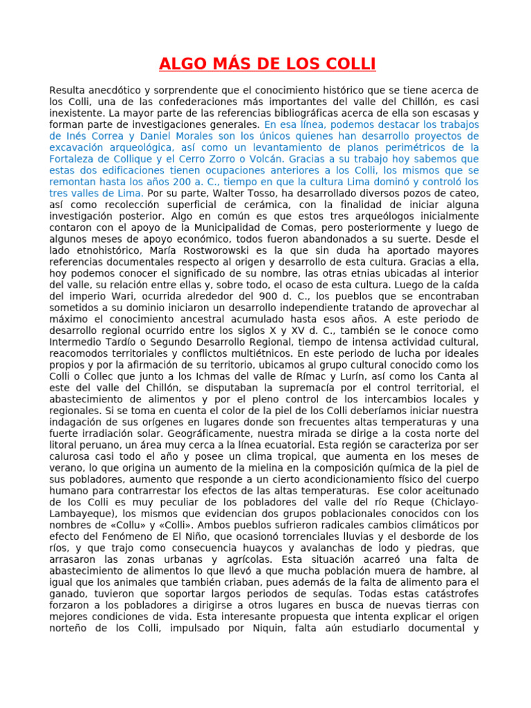 Algo Más de Los Colli e | PDF | Imperio Inca
