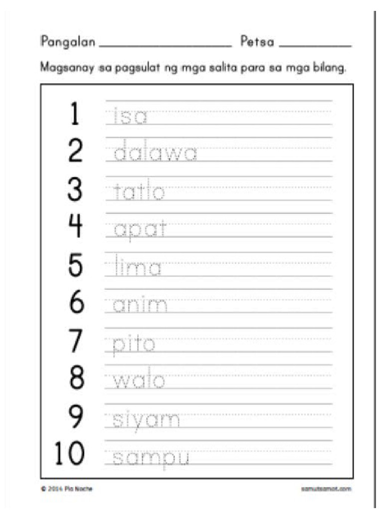 TRACING BILANG ISA -SAMPU | PDF