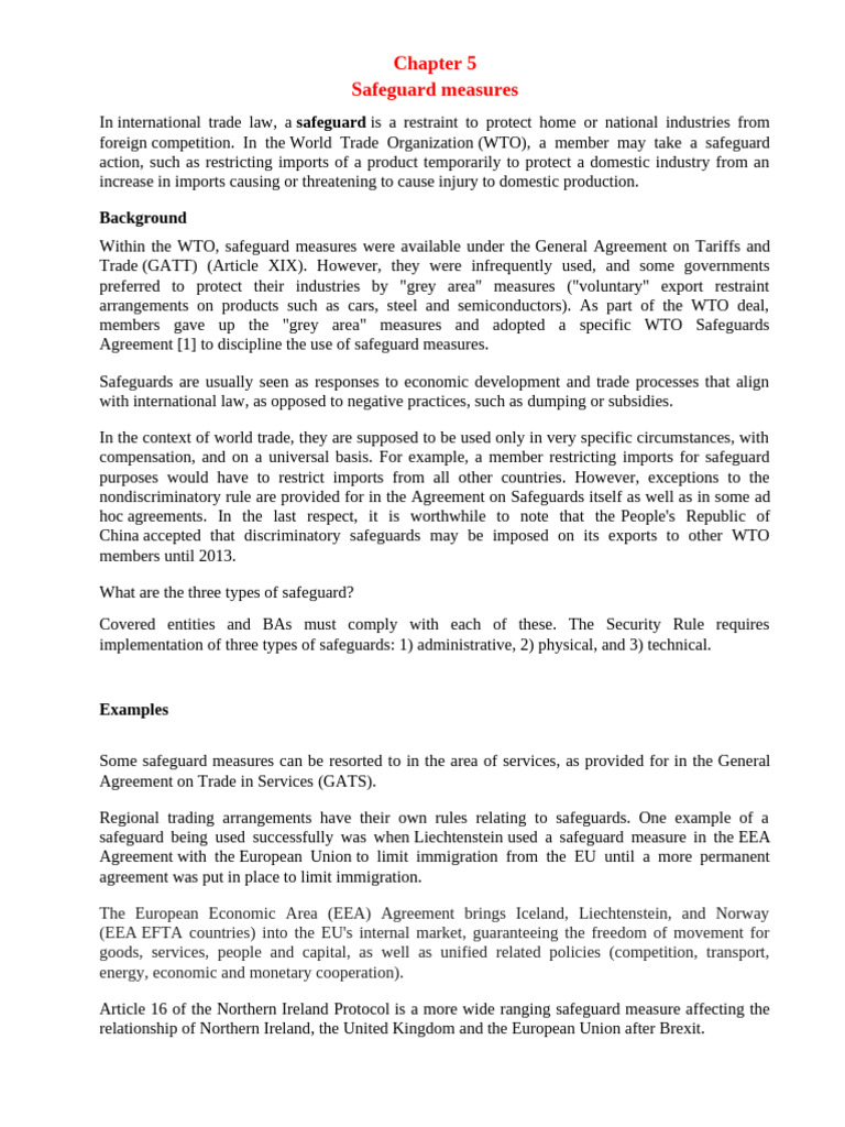 Chapter 5 Safeguard Measures | PDF | Dumping (Pricing Policy) | Tariff