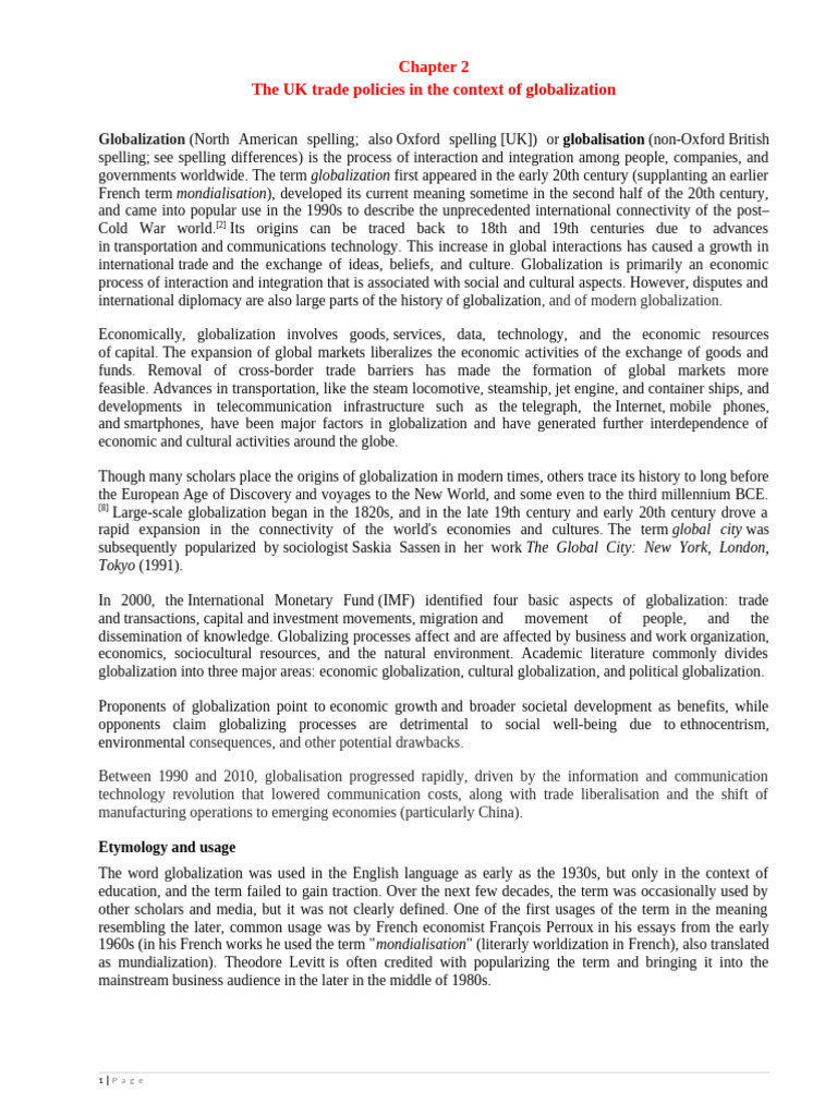 Chapter 2 Globalization | PDF | Globalization | Trade